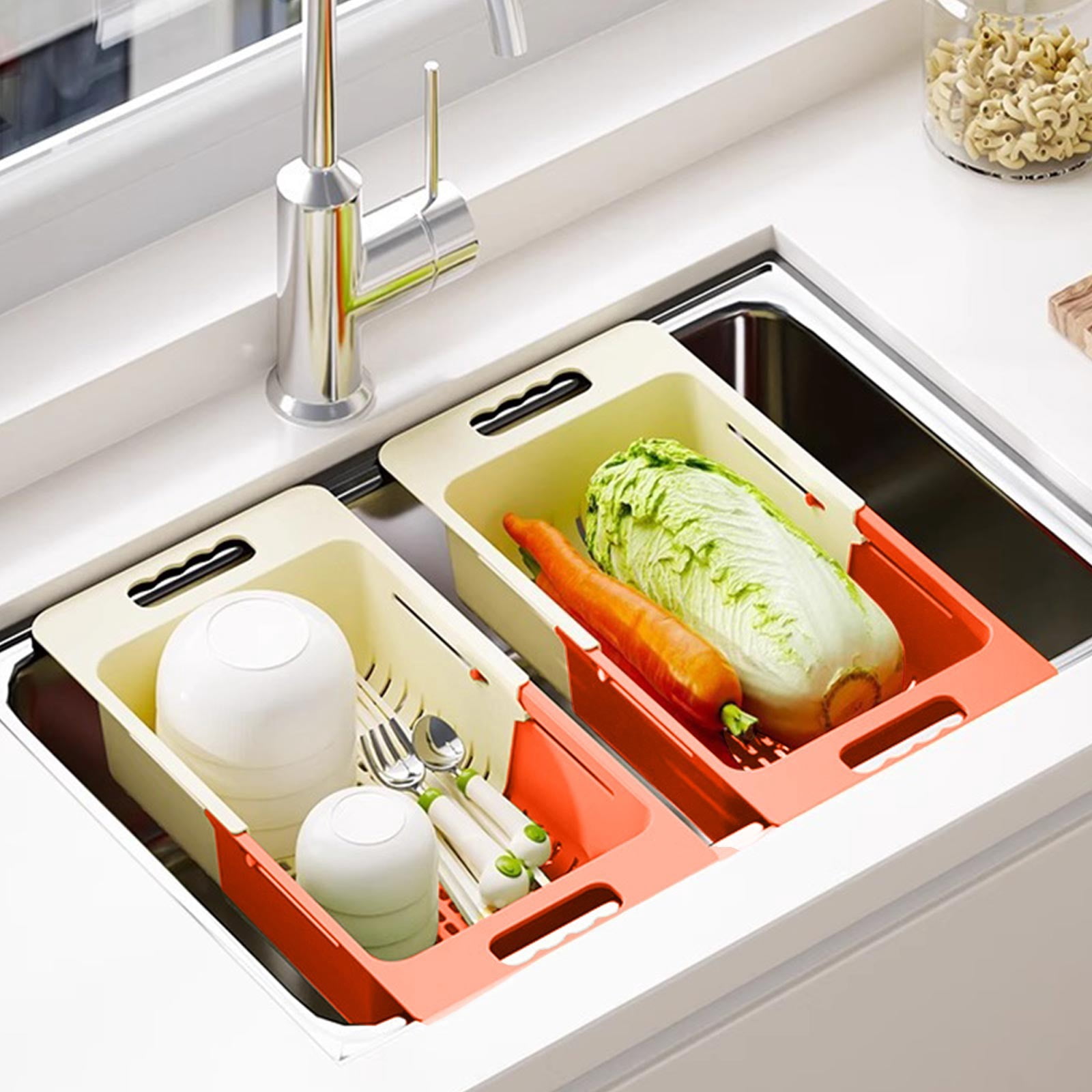Gallickan Retractable Kitchen Sink Basket, Expandable Colander Strainer ...