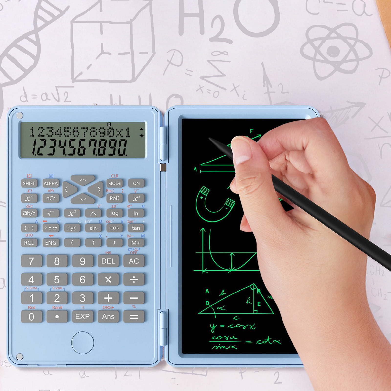 Gallickan Scientific Calculator with LCD Writing Tablet, 12 Digits 2 Line Multifunctional ...