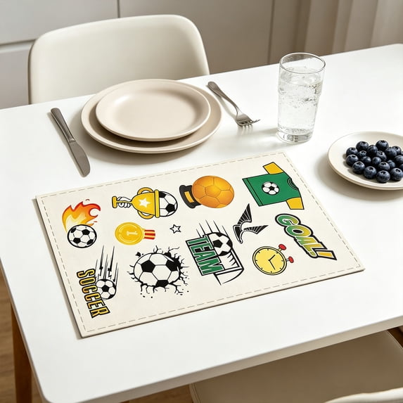 Gallickan Soccer Themed Linen Placemat Sports Fan Table Mat with ...