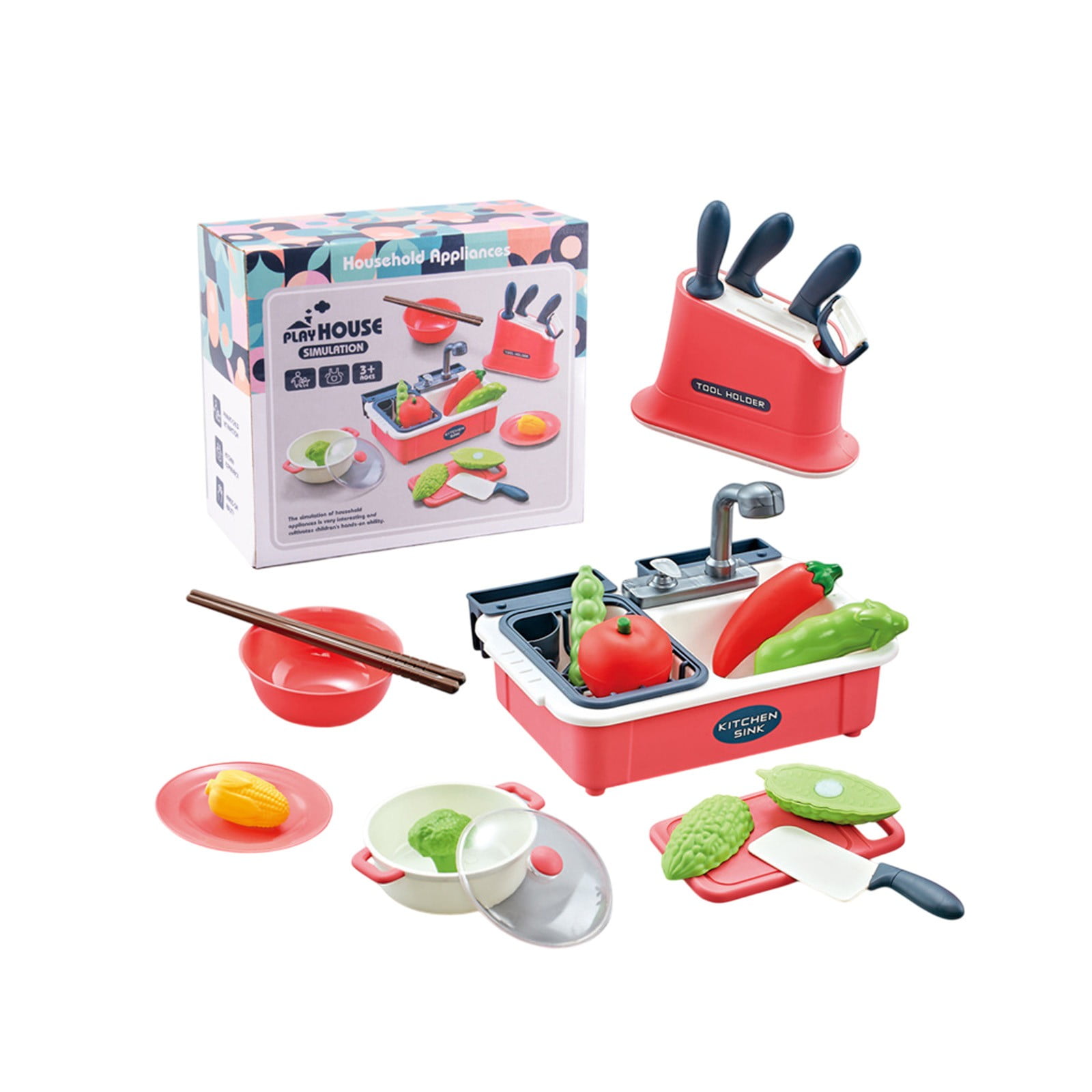 Gallickan Toy Dishwasher Set, 20PC Play Kitchen System Oven Burner ...