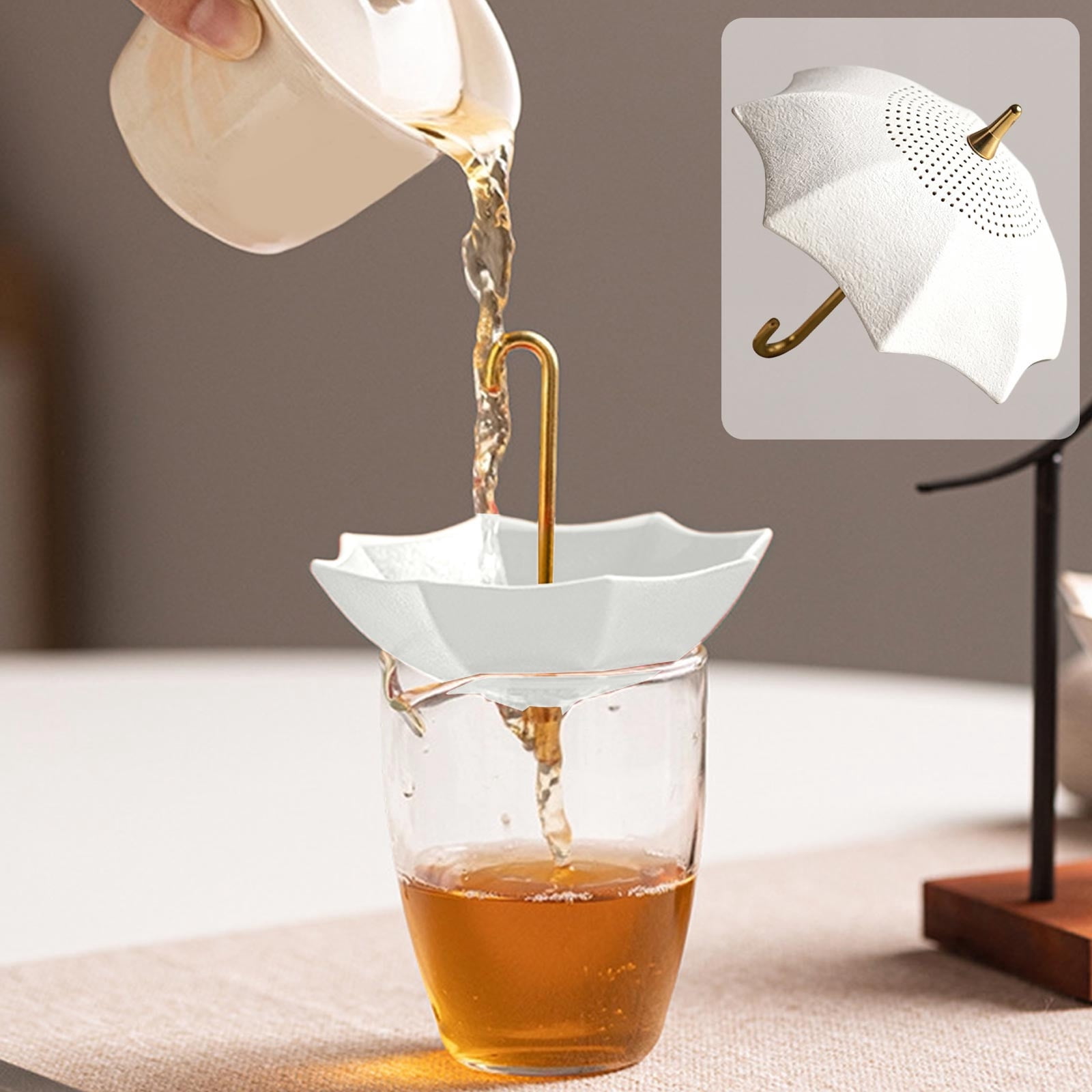 Gallickan Umbrella Tea Filter Ceramic Tea Filter Net, Kung Fu Tea Set ...