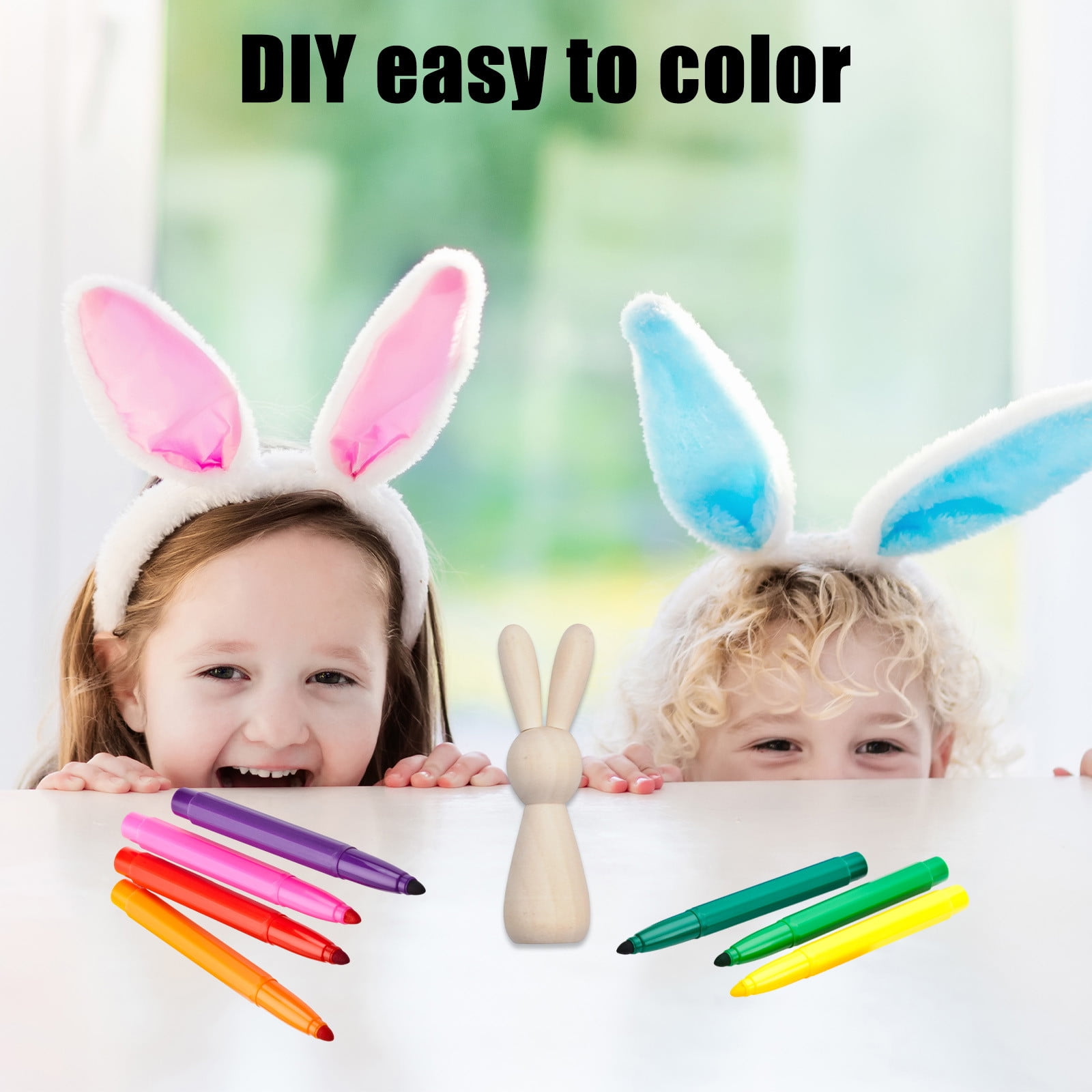 Gallickan Unfinished Wooden Peg Dolls, Easter Statue Bunny Figurines ...