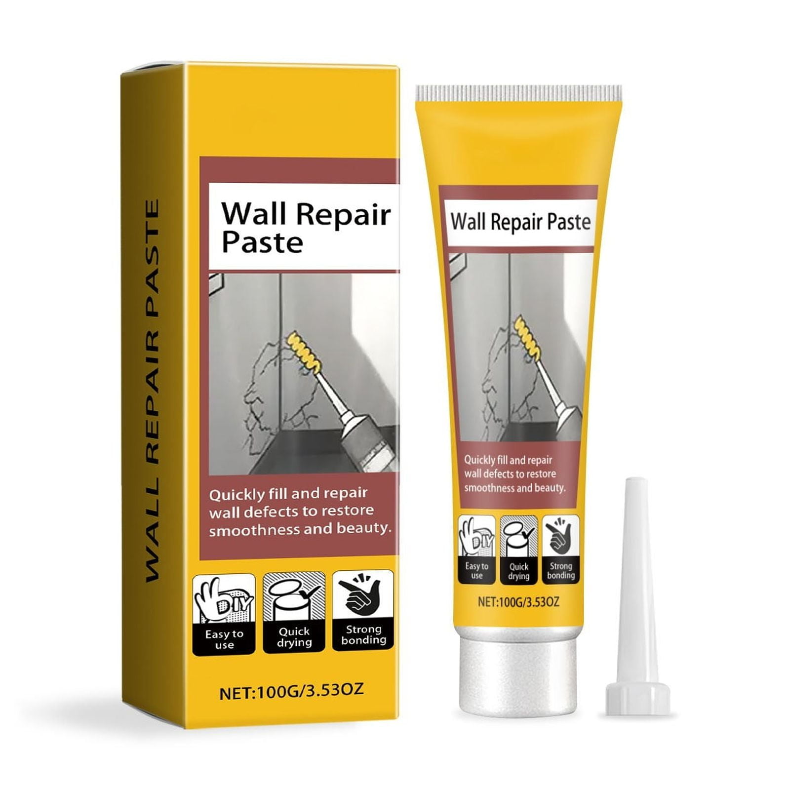 Gallickan Wall Repair Paste, White Filler for Cracks Scratches Nail ...