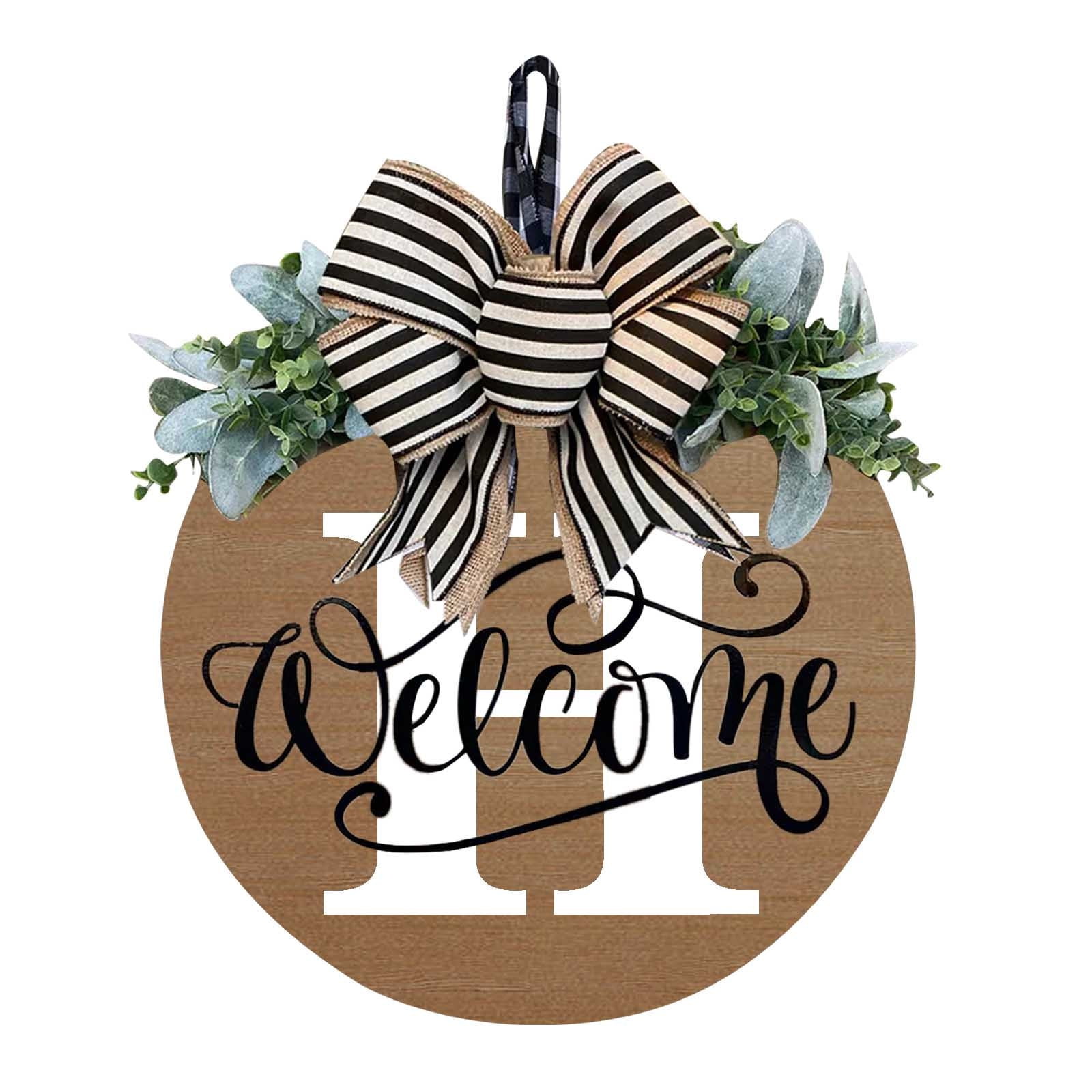 Gallickan Welcome Sign Plaque, 12" Round Last Name Wood Door Hanger ...