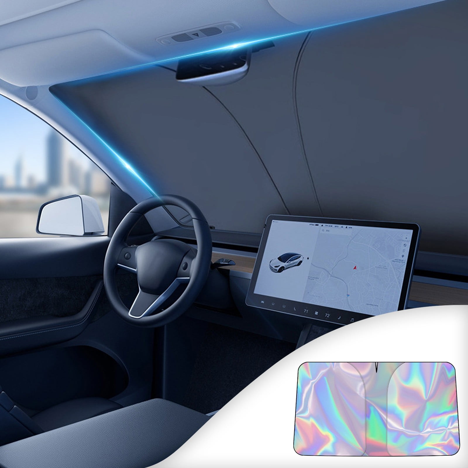 Gallickan Windshield Sun Shade, Iridescent Reflector Sunshade with ...
