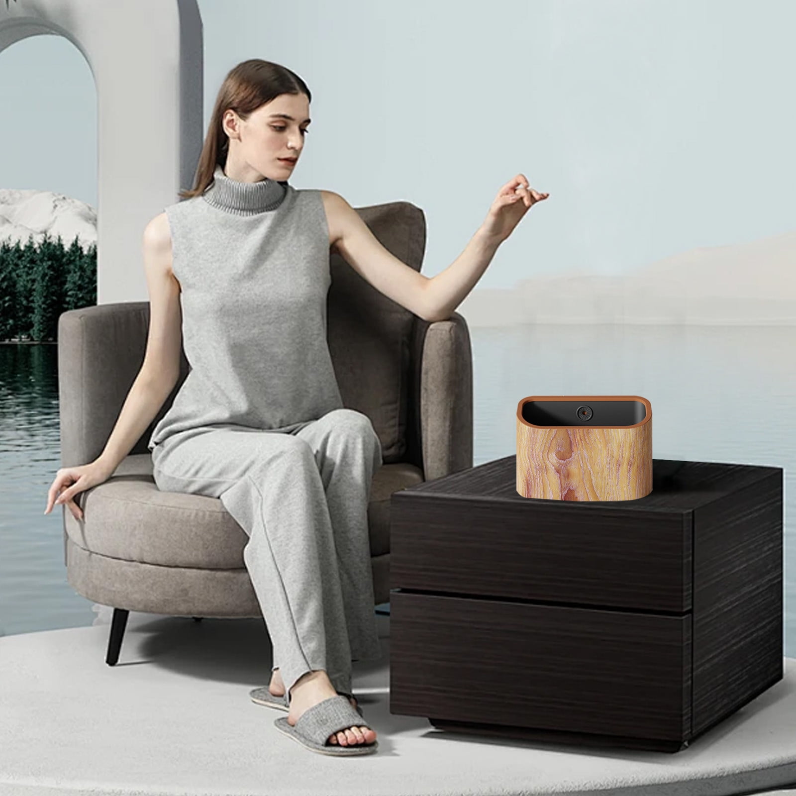 Gallickan Wood Grain Desk Trash Can, Mini Office Waste Bin, Desktop ...