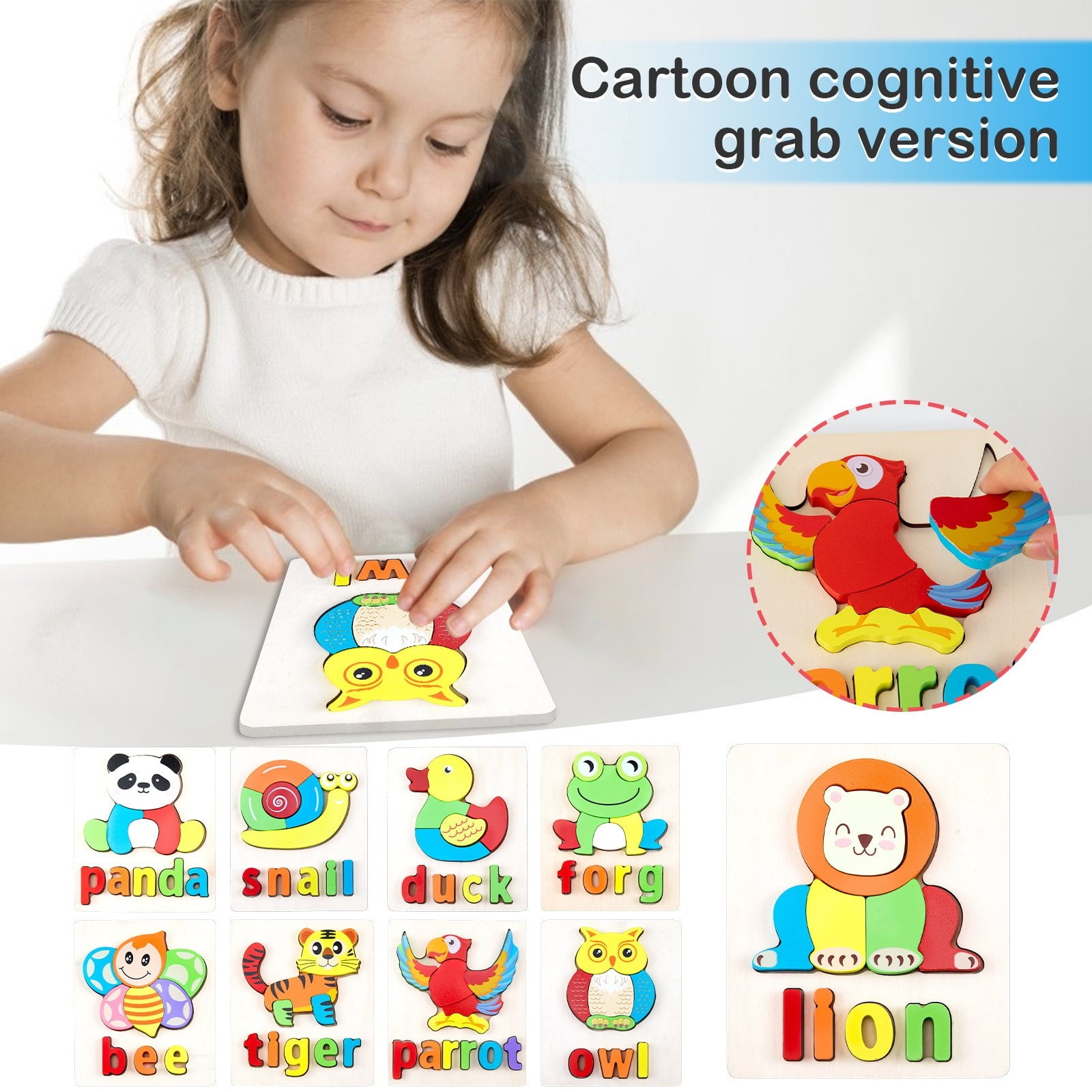 Gallickan Wooden Puzzles for Toddlers 1 2 3, Animal Themed Montessori ...