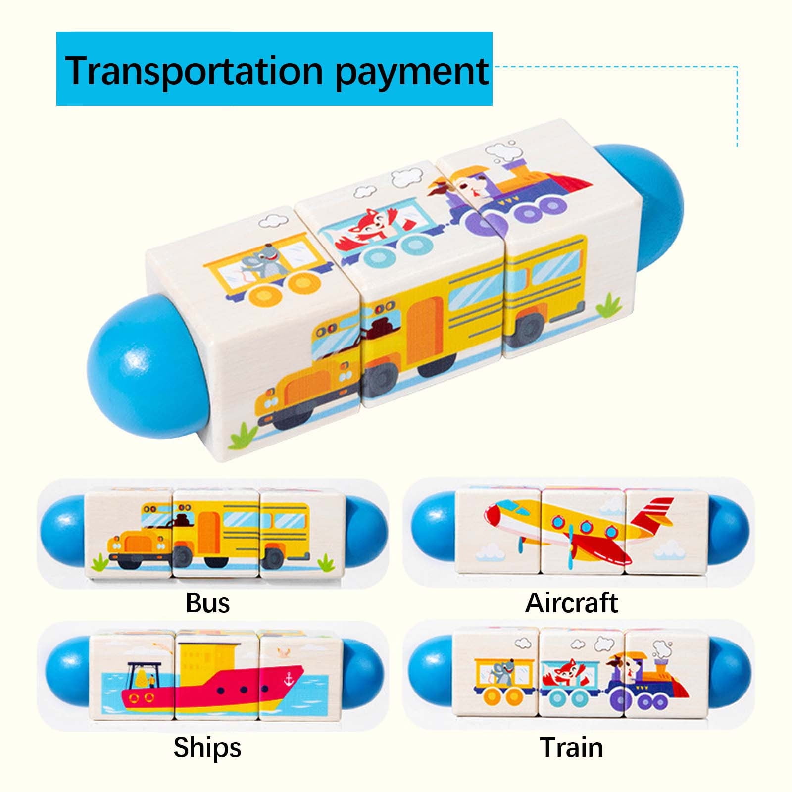 Gallickan Wooden Rotating Blocks Games, Vehicle Puzzle for Kids ...