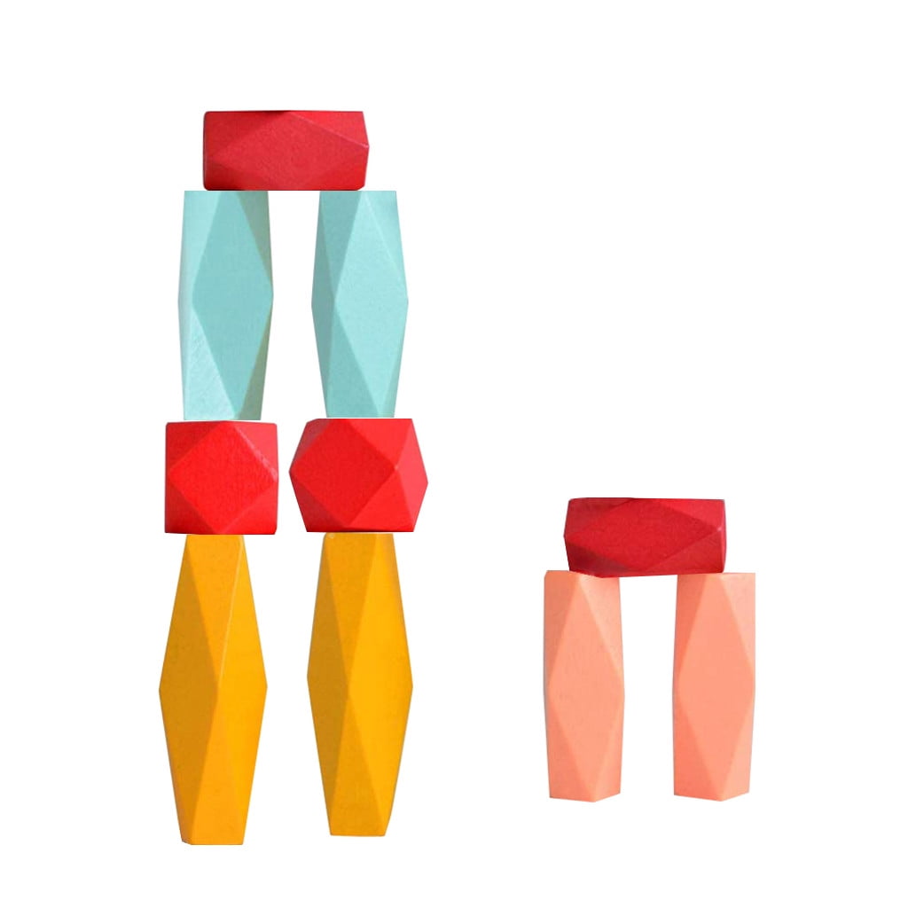 Gallickan Wooden Sorting Stacking Block, 10 Pcs Rock Stacking Toys ...