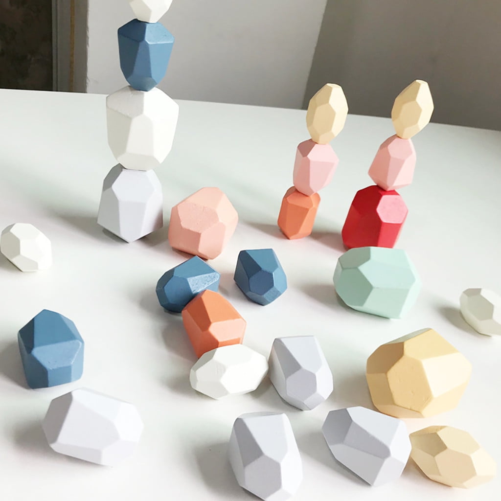 Gallickan Wooden Sorting Stacking Rocks, 21 Pack Rock Stacking Toys ...