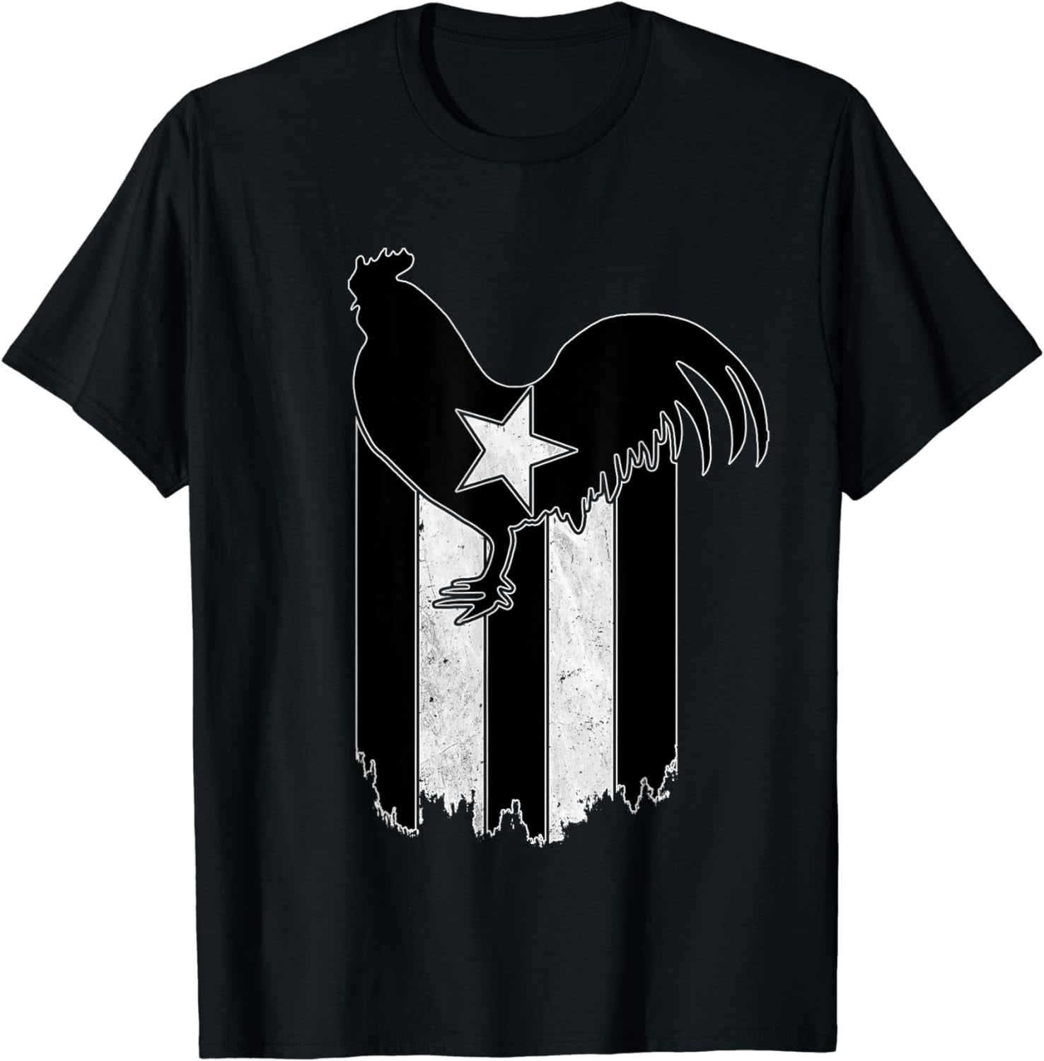 Gallo Rooster Bandera Boricua Gift Black Puerto Rican Flag T-Shirt ...