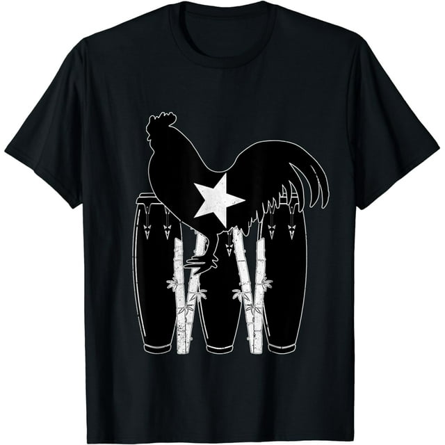 Gallo Rooster Cana Sugar Cane Congas Black Puerto Rican Flag T-Shirt ...