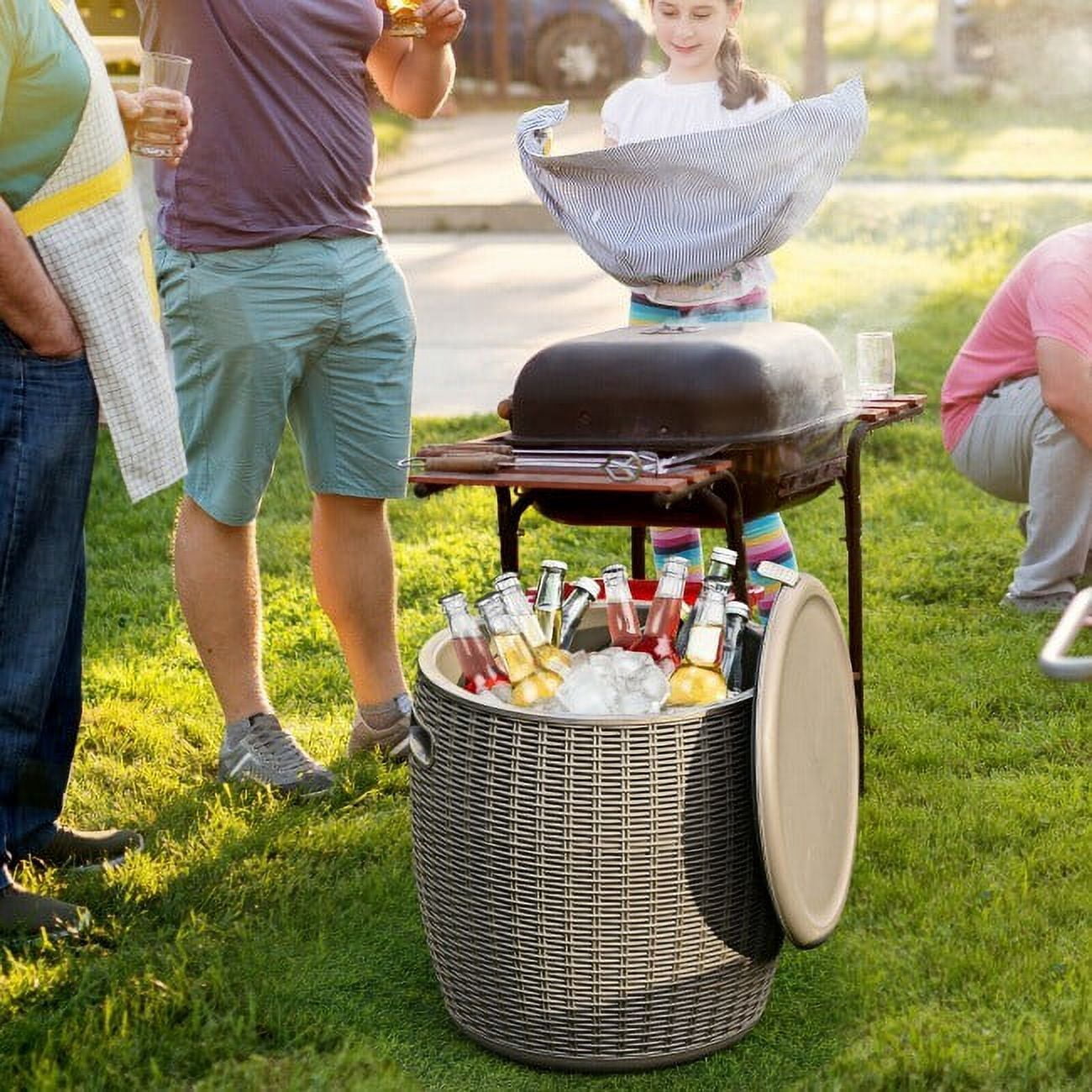 Gallon 4-in-1 Patio Rattan Cool Bar Cocktail Table Stylish and ...