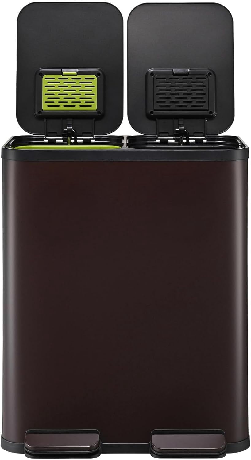 Gallon Elegant Step Trash Can Dual Compartment Kitchen Garbage Can with ...