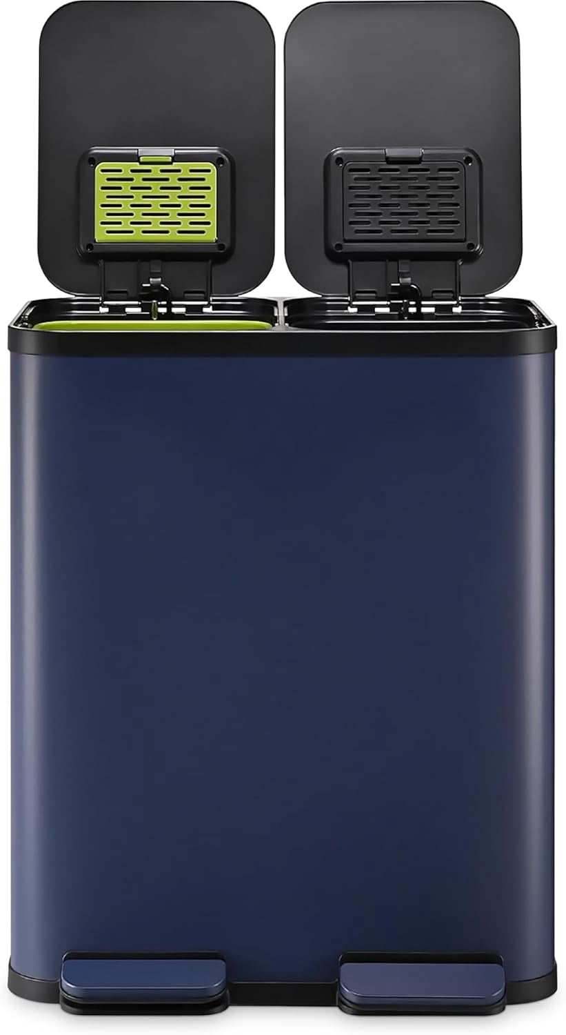 Gallon Elegant Step Trash Can Dual Compartment Kitchen Garbage Can with ...