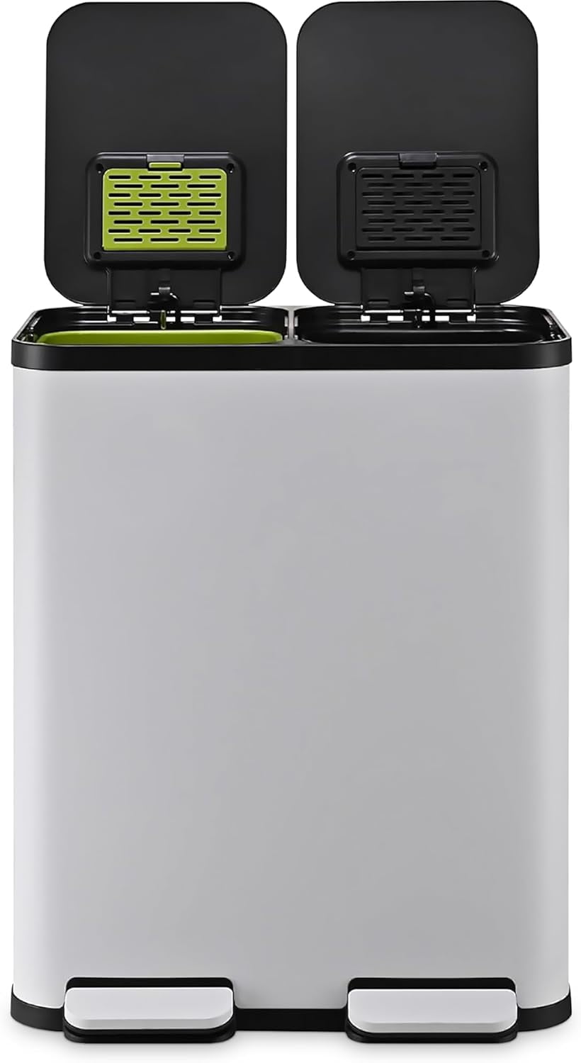 Gallon Elegant Step Trash Can Dual Compartment Kitchen Garbage Can with ...