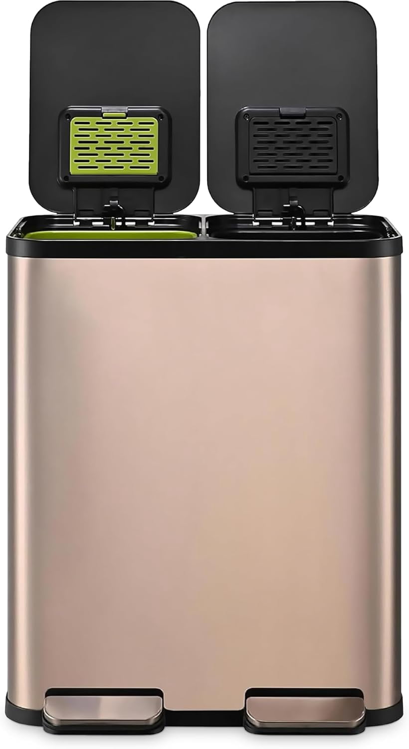 Gallon Elegant Step Trash Can Dual Compartment Kitchen Garbage Can with ...