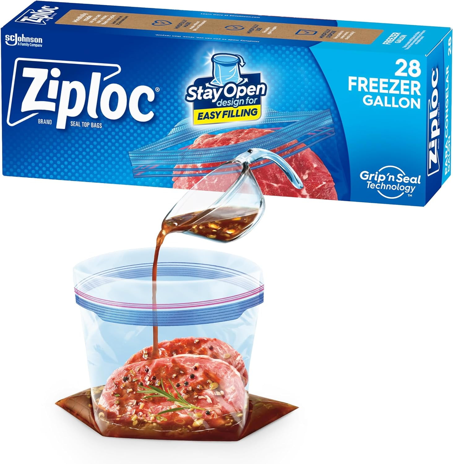 Gallon Food Storage Freezer Bags, Stay Open Design with Stand-Up Bottom ...