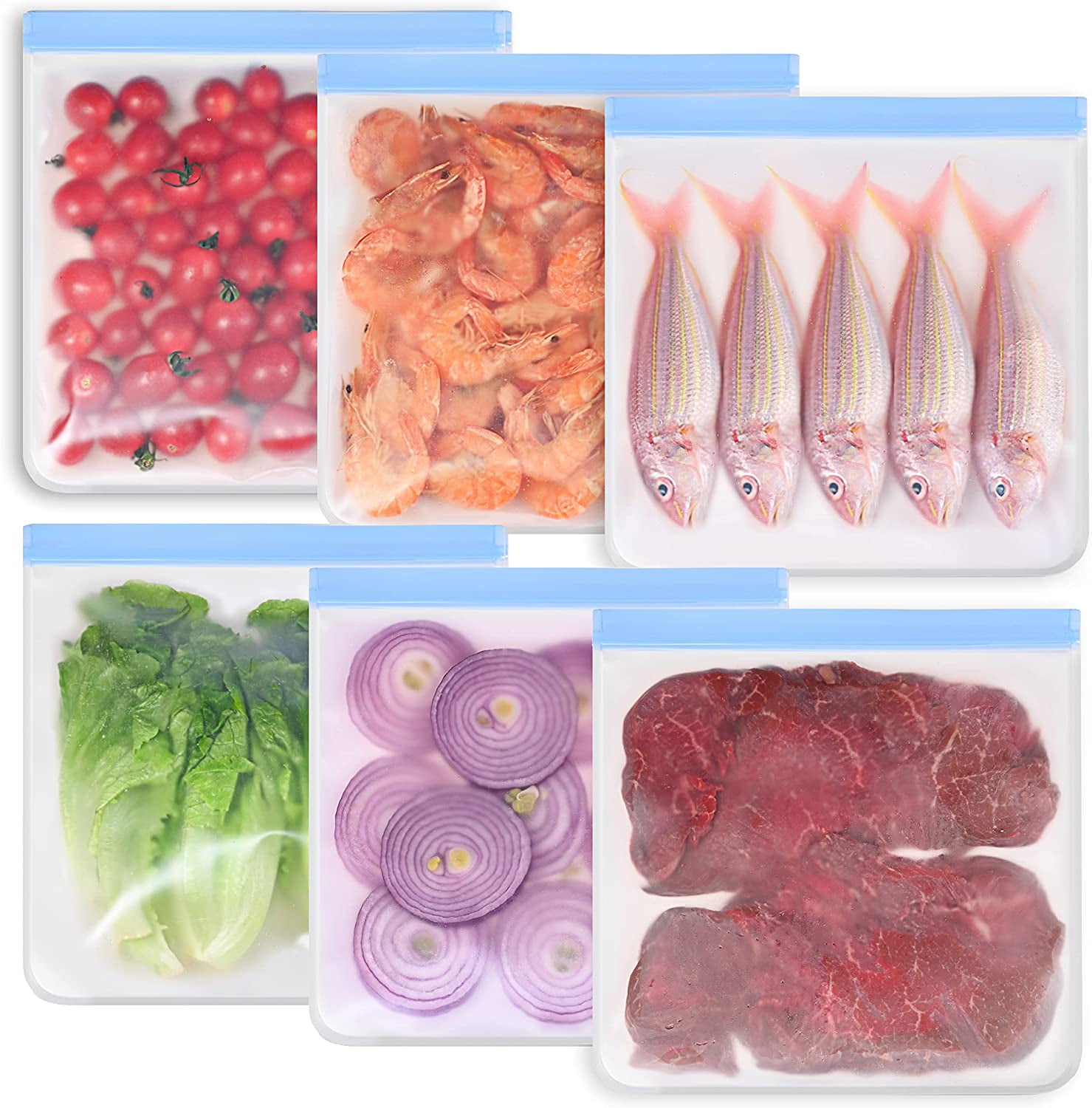 Gallon Freezer Bags Reusable, 6 Pack Extra Thick Reusable Freezer Bags ...