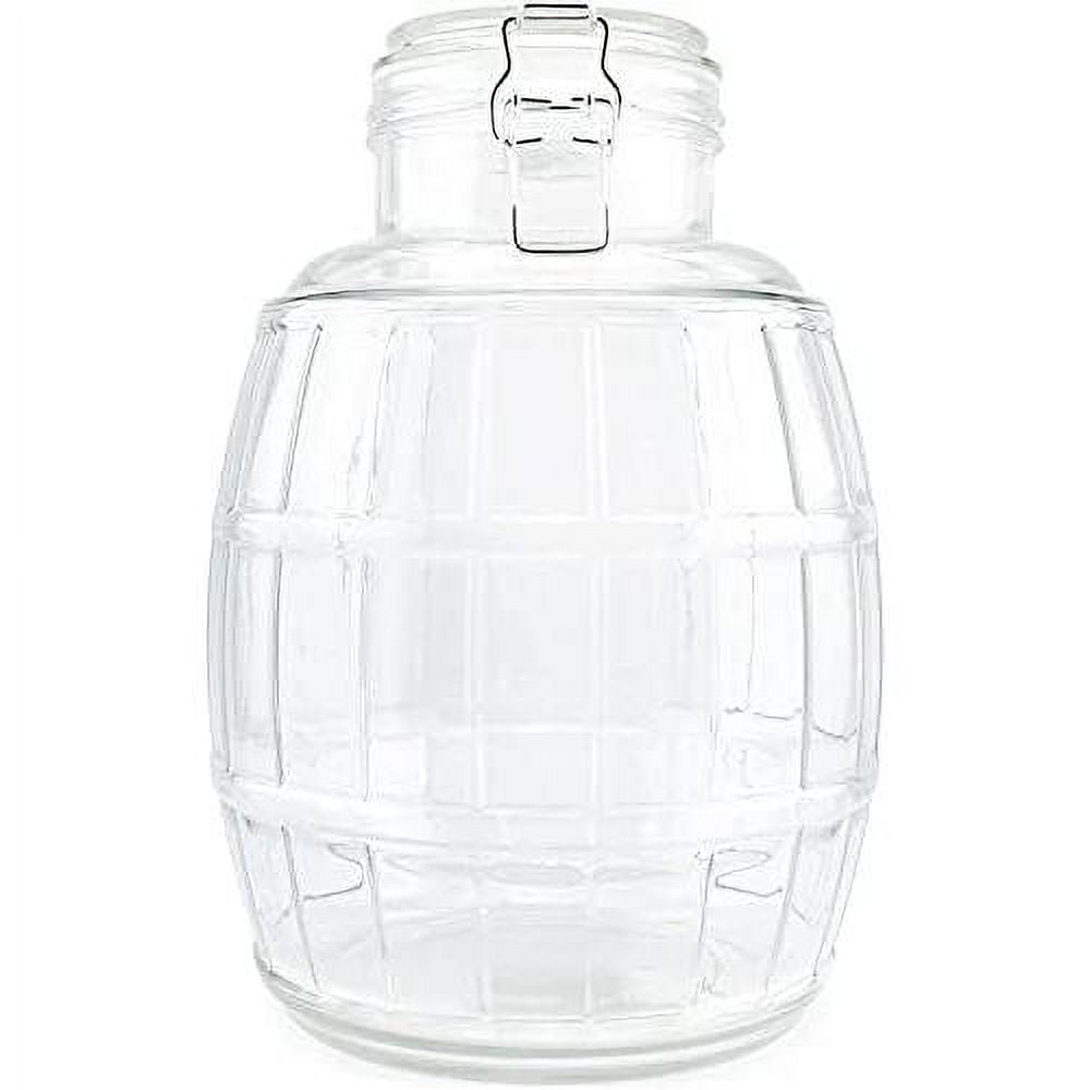 Gallon Glass Barrel Jar Clamp Top Barrel Shaped Canister For Food And Household Storage