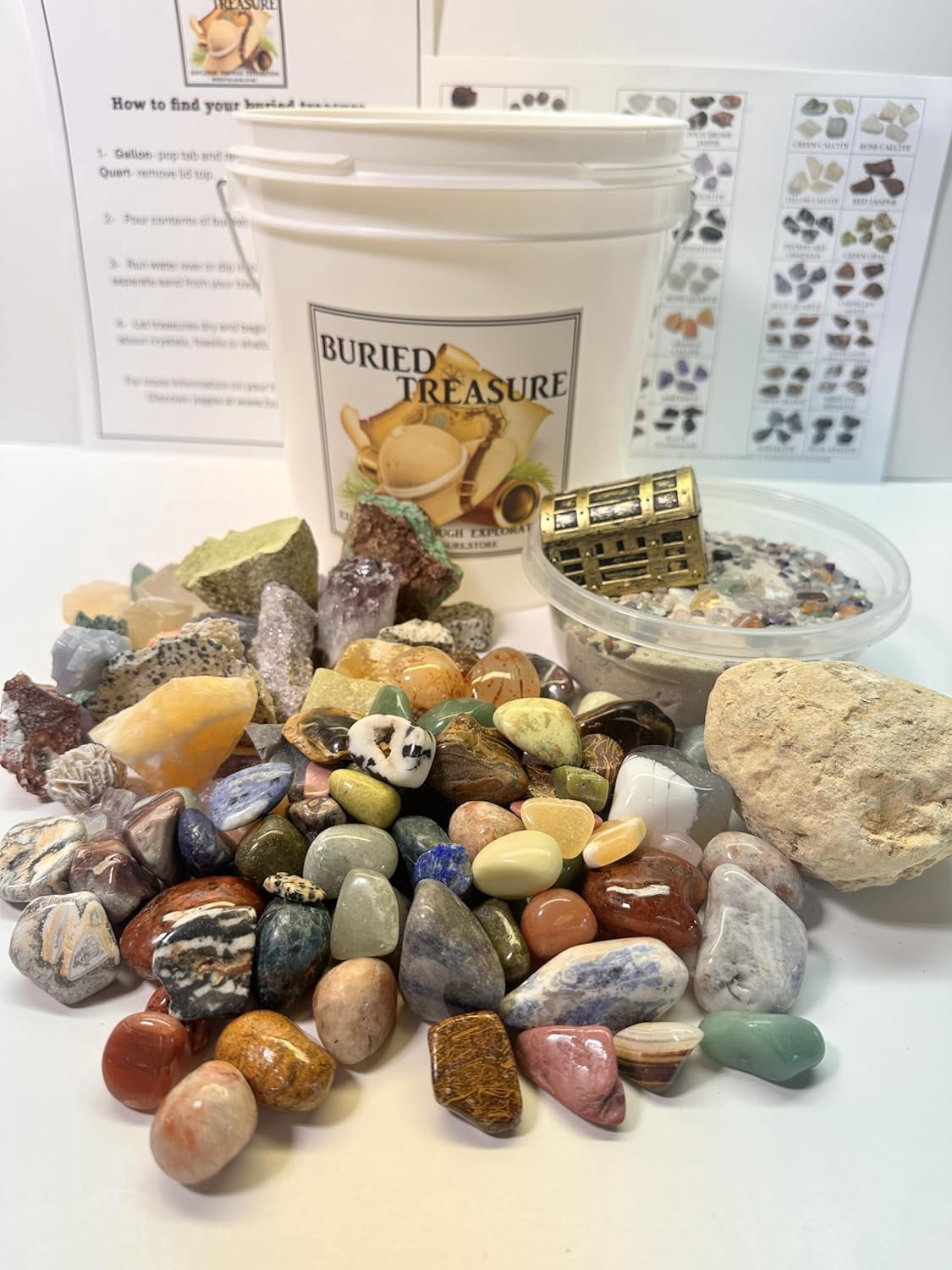 Gallon Raw and Tumbled Gemstone Crystal Mining Bucket/Kids and Adults ...