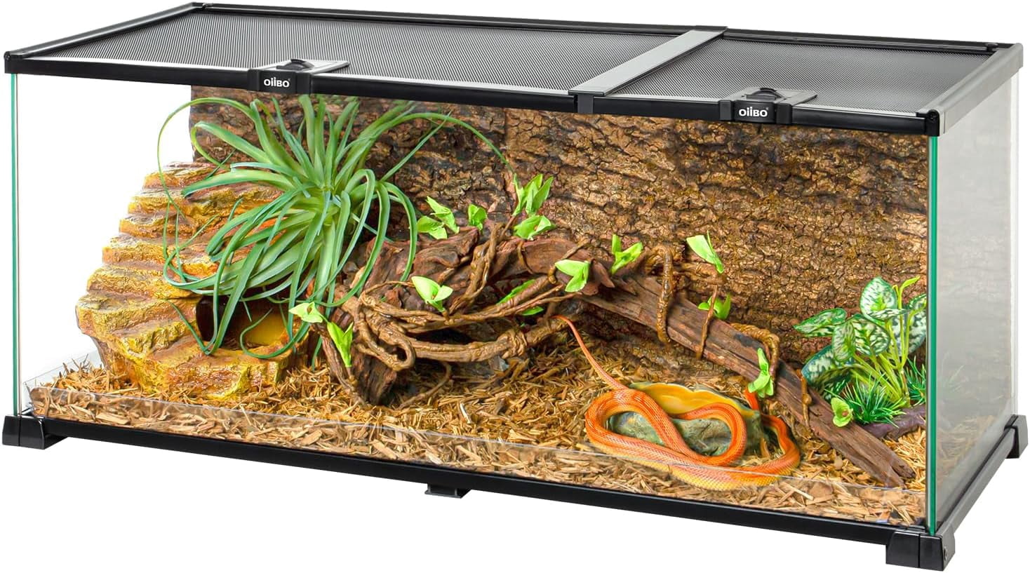 Gallon Reptile Tank x Glass Terrarium Top Feeding & Dual Sliding Door ...