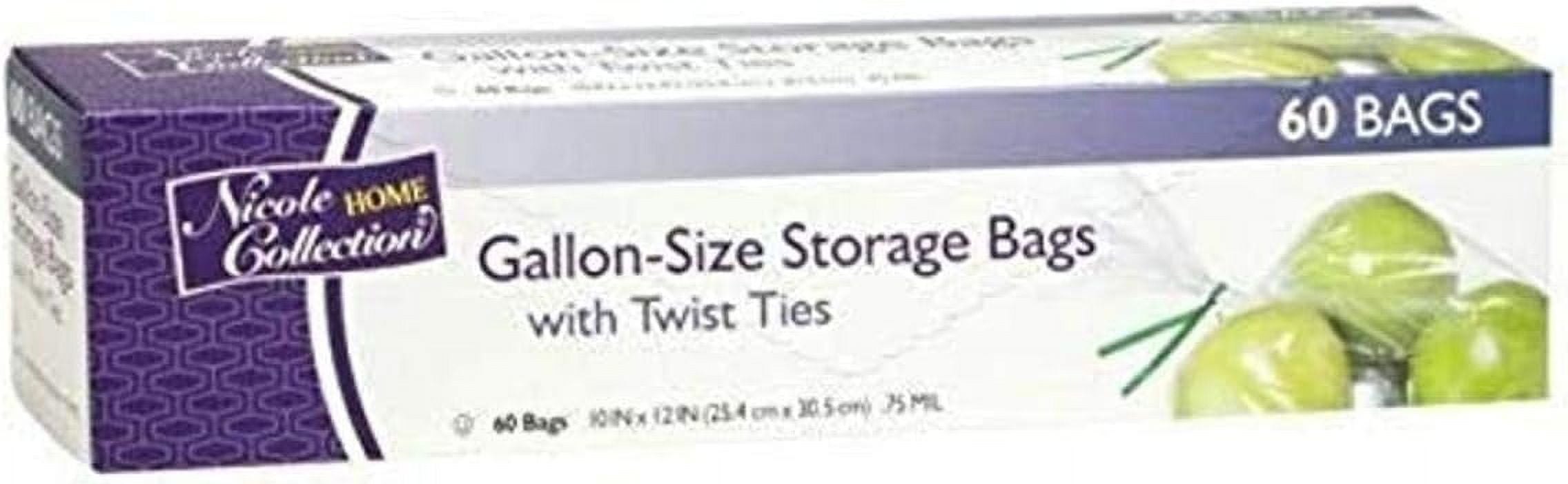 Gallon Size Plastic Food Storage Bags w/ Twist Ties 60CT BUNDLE (PACK ...