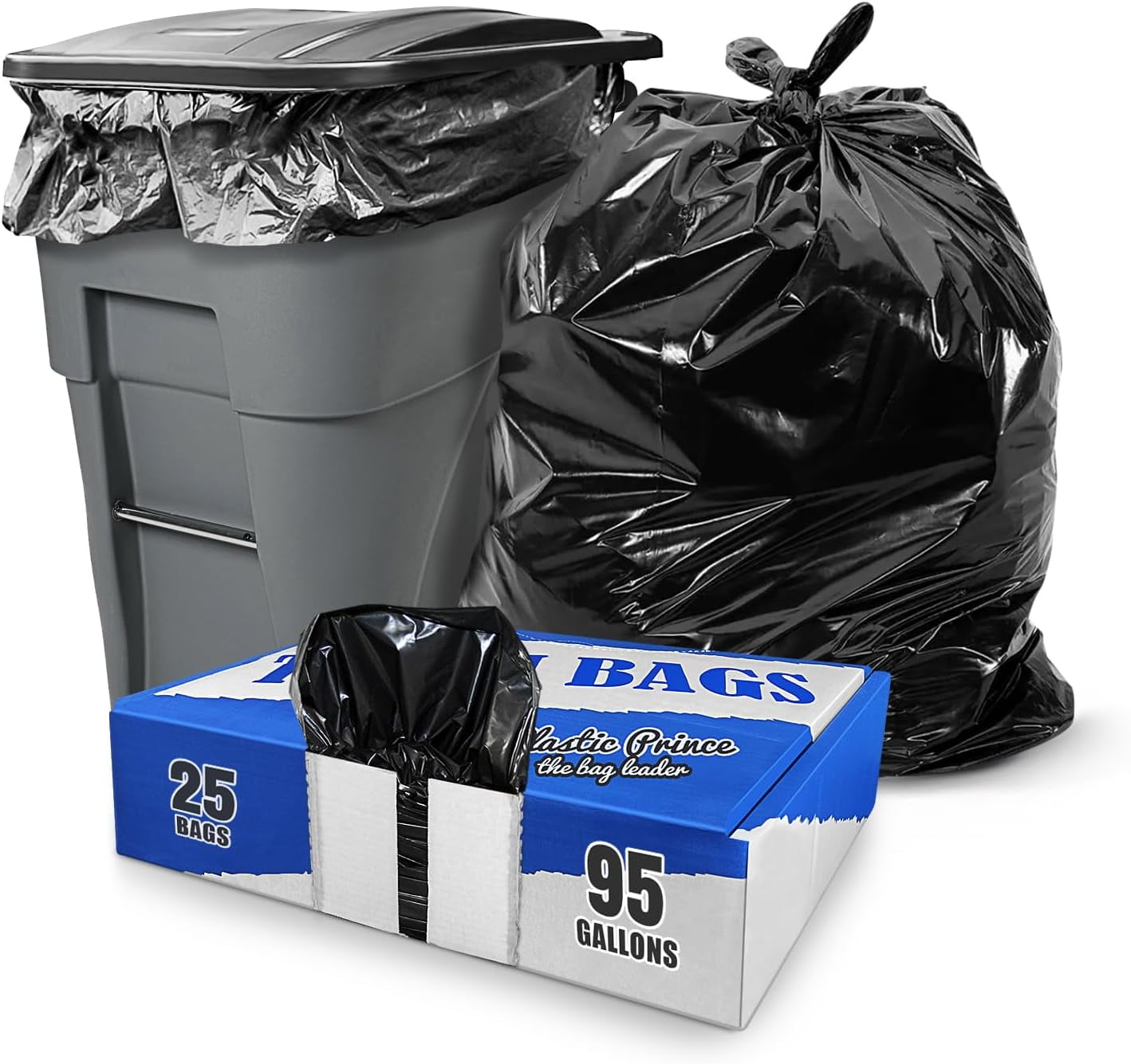 Gallon Trash Bags, Extra Large Heavy Duty Industrial Durable Black Garbage Can Liners 2 Mil ...