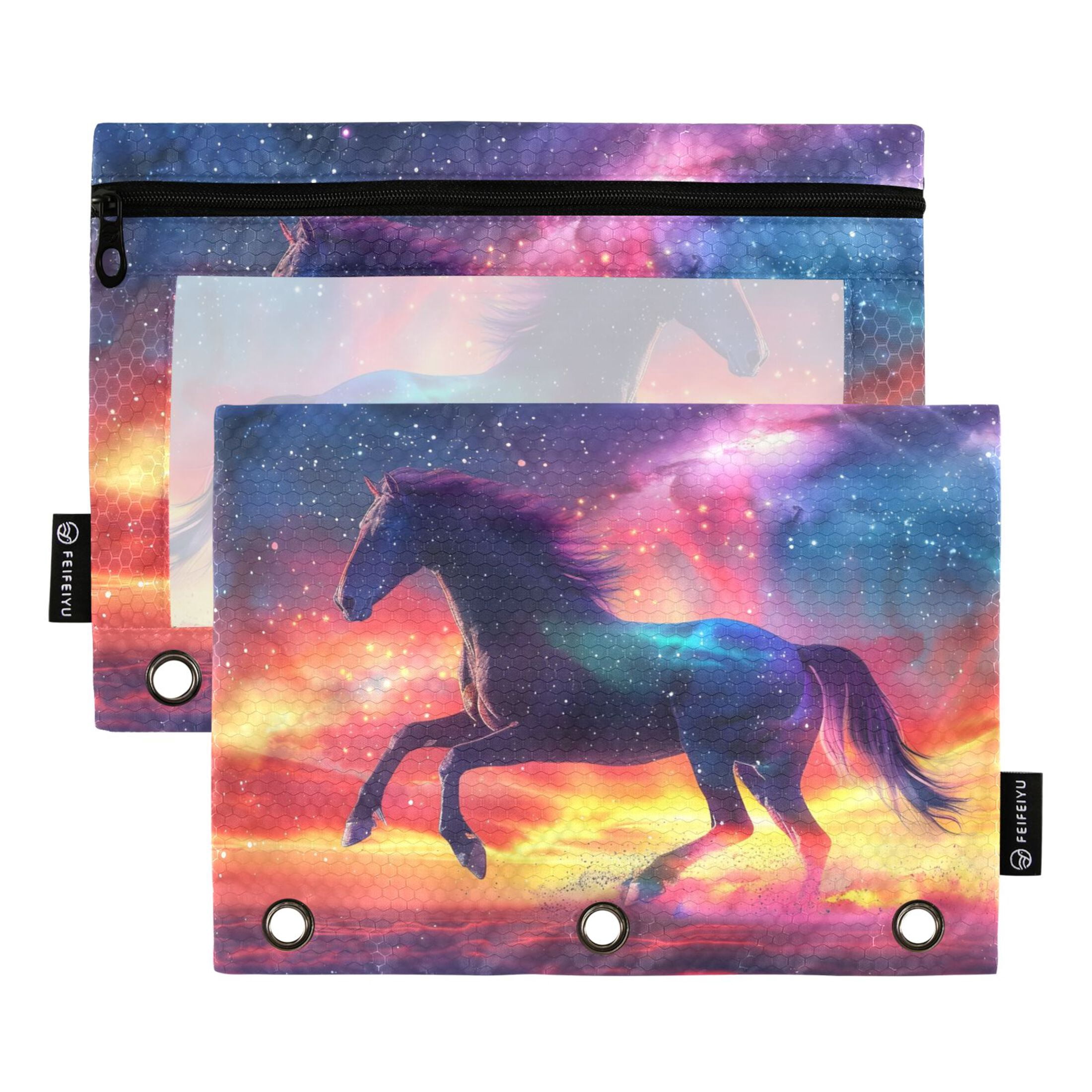 Galloping Horse in Sky 2 Pack Pencil Pouch for 3 Ring Binder Smooth ...