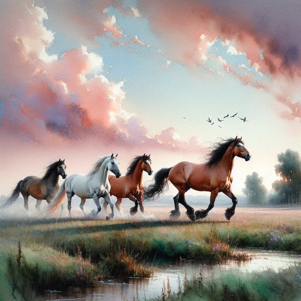 Galloping Horse on Rose Meadow 300 pieces of adult wooden puzzle ...