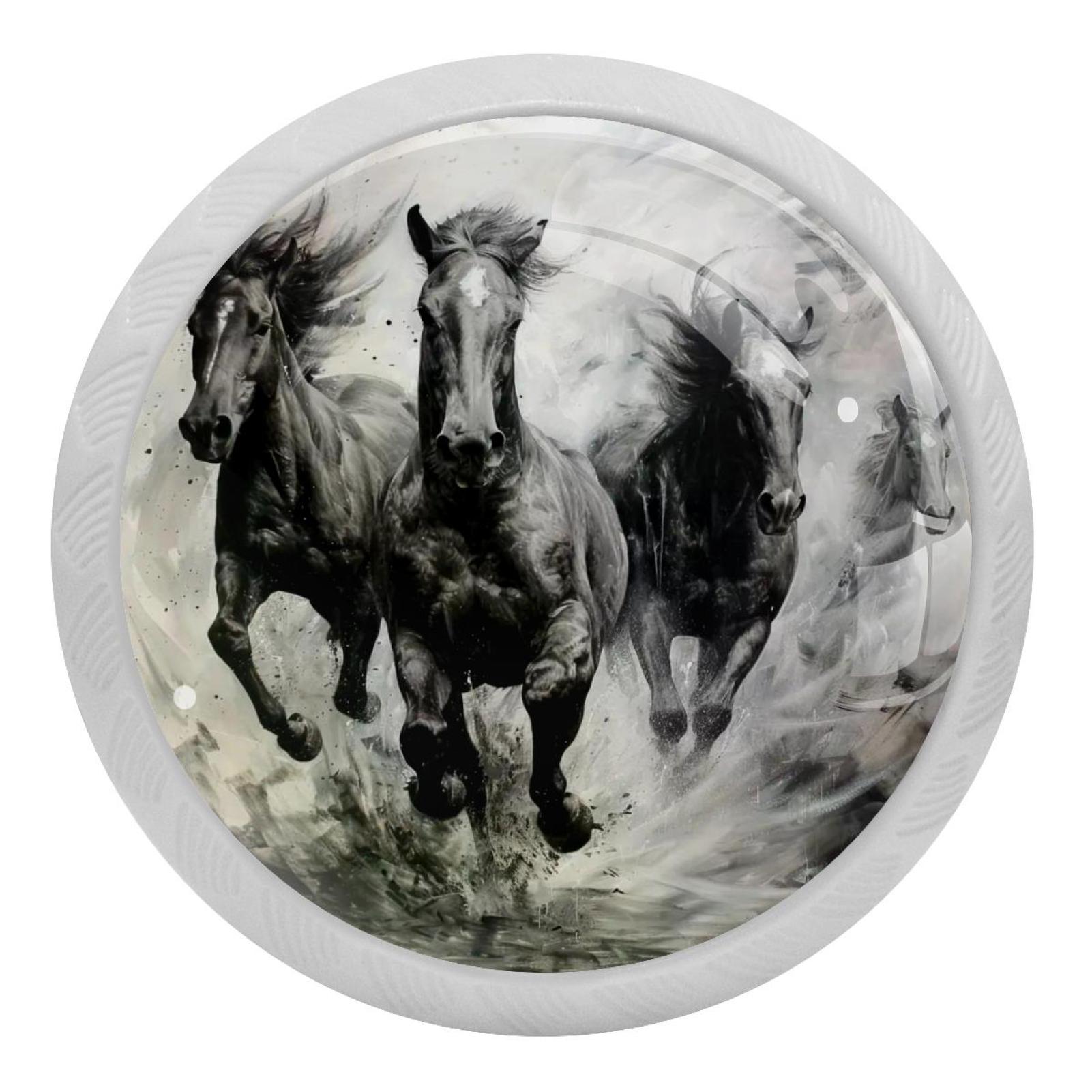 Galloping Horses Glow in The Dark Crystal Glass Cabinet Knobs 4 Pcs ...