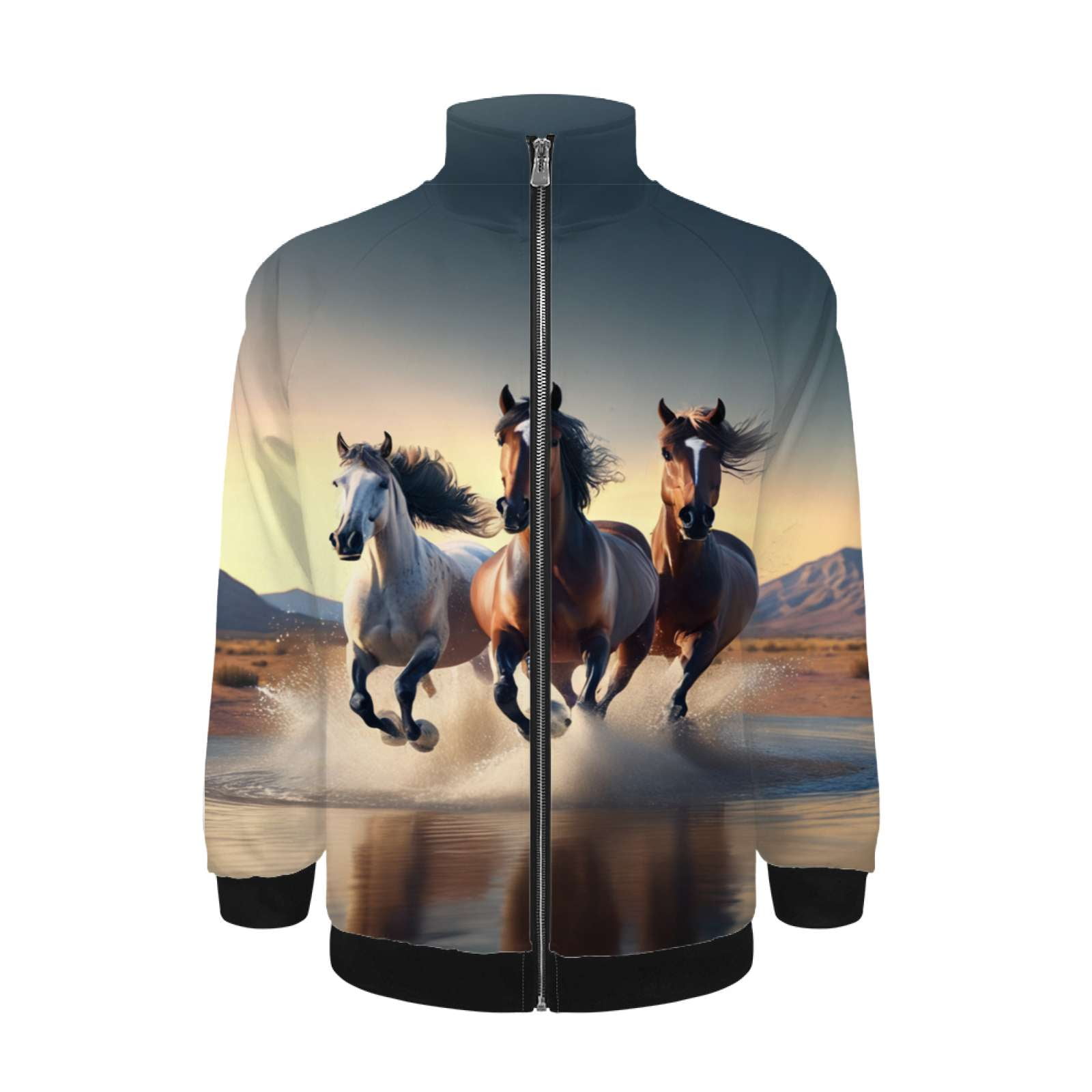 Galloping Horses Splash Jacket Men's Street Cool Long Sleeves Coat Personality Tops Oversized ...