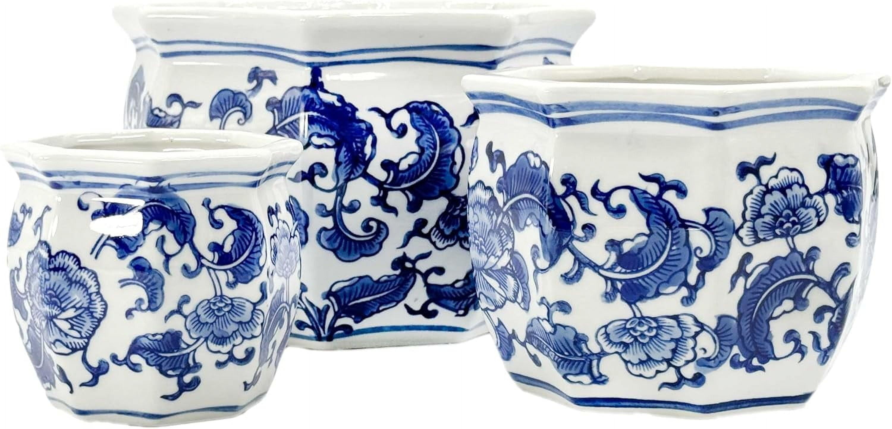 Galt International Blue & White Floral Porcelain Ceramic Decorative ...