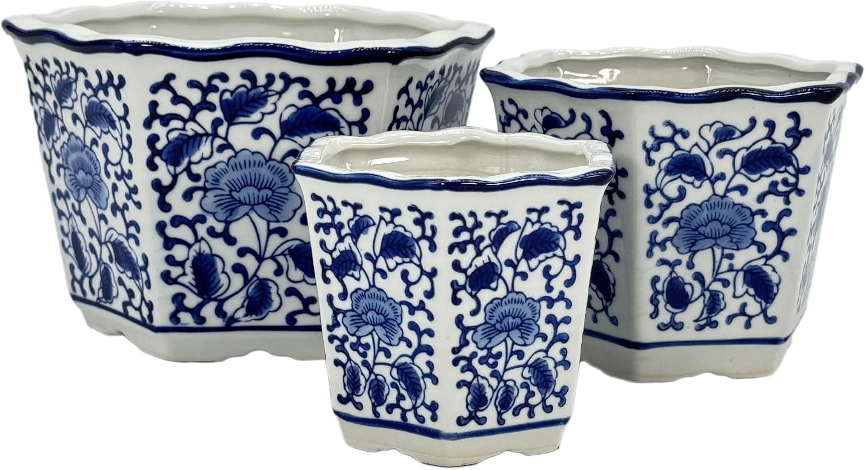 Galt International Blue & White Floral Porcelain Ceramic Decorative ...