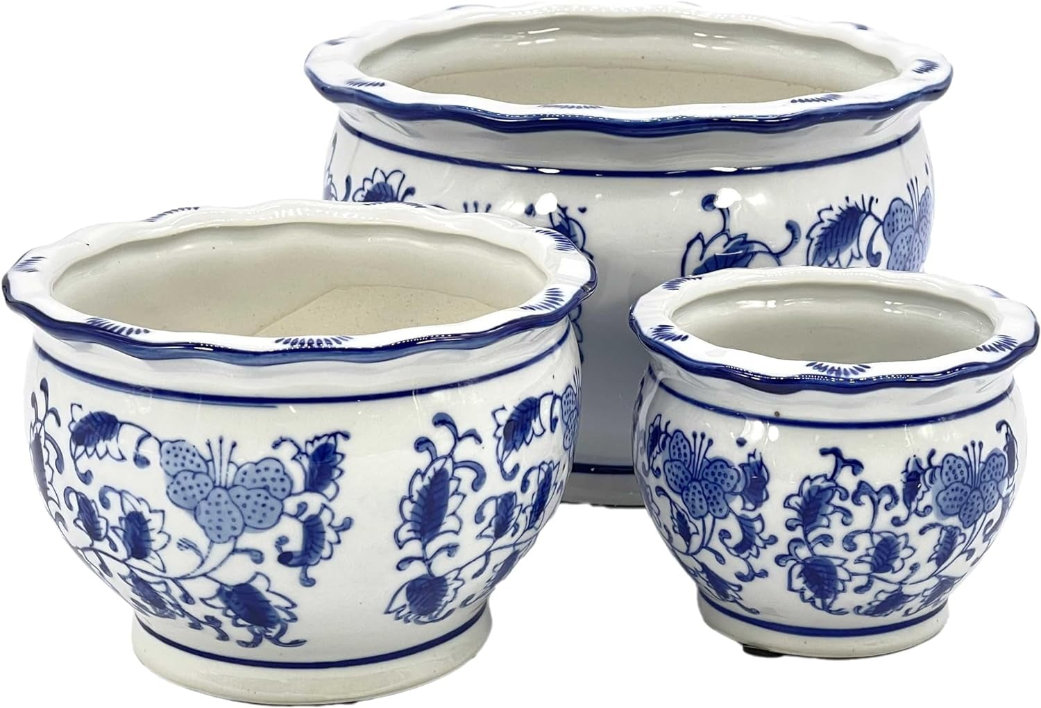 Galt International Blue & White Floral Porcelain Ceramic Decorative ...