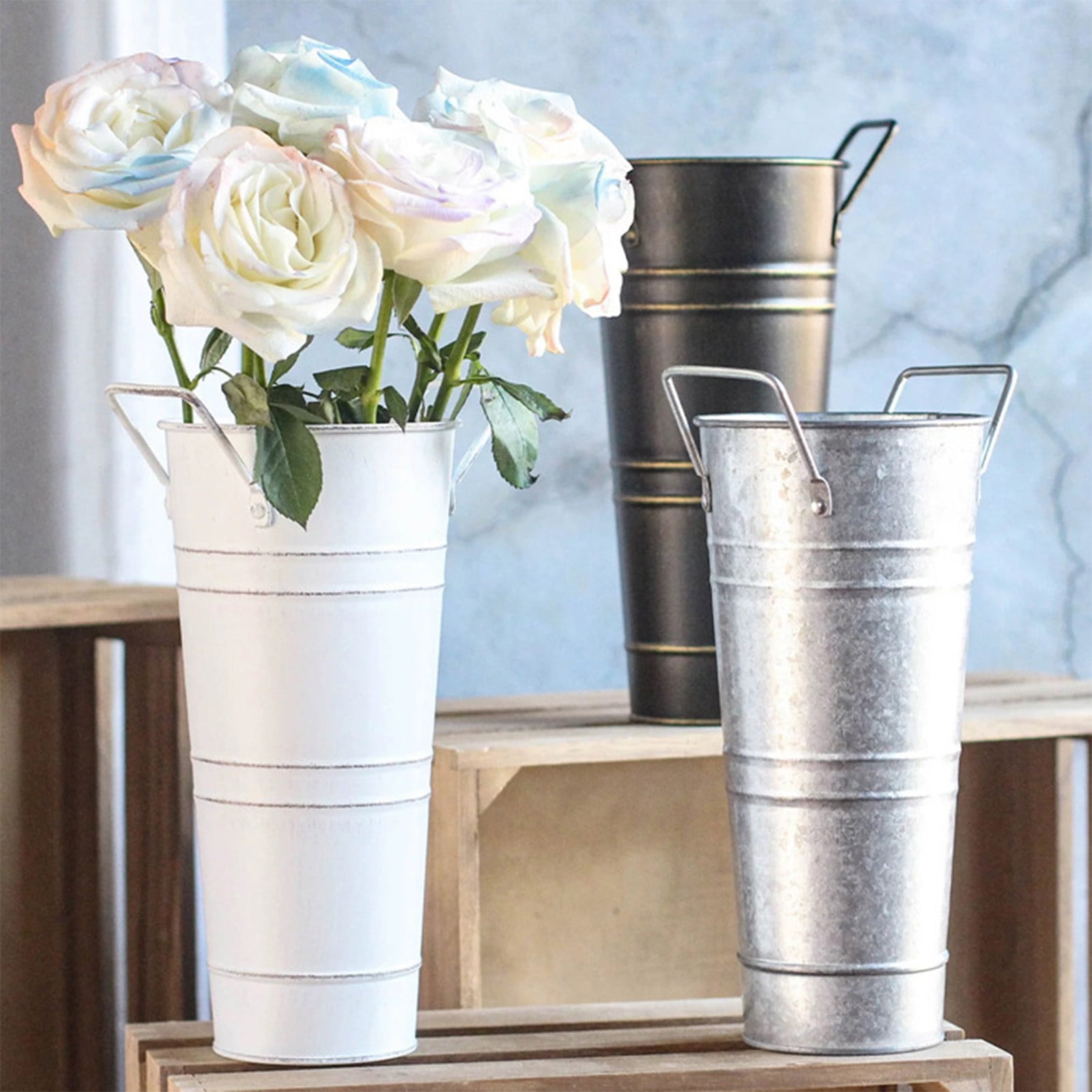 Galvanised Iron Bucket, Leak Proof Water Vase, Vintage Old Bucket ...