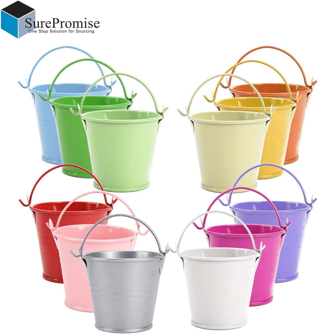 Galvanized Bucket Party Favors, Mini Metal Buckets with Durable Handles ...