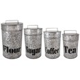 Large Galvanized Metal Countertop Canister Collection - Set of 4 with ...