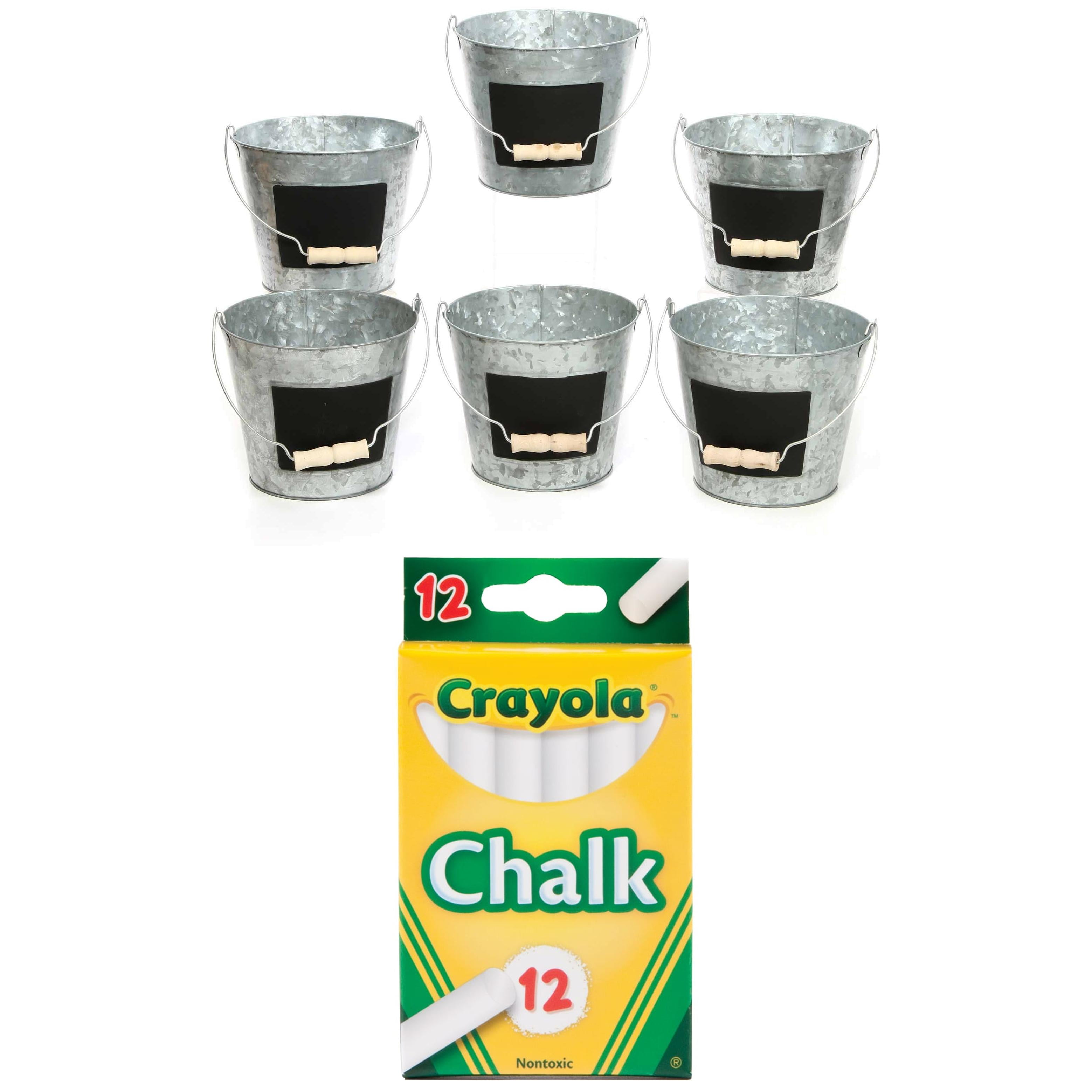 Galvanized Chalkboard Pails + Chalk Markers Bundle - Walmart.com