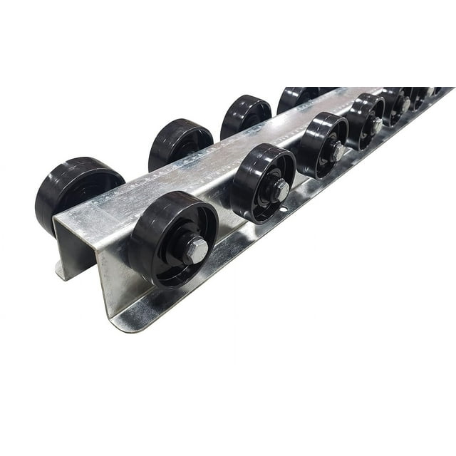 Galvanized Conveyor 5′ Rail with Paired Plastic Skate Wheels | Heavy ...
