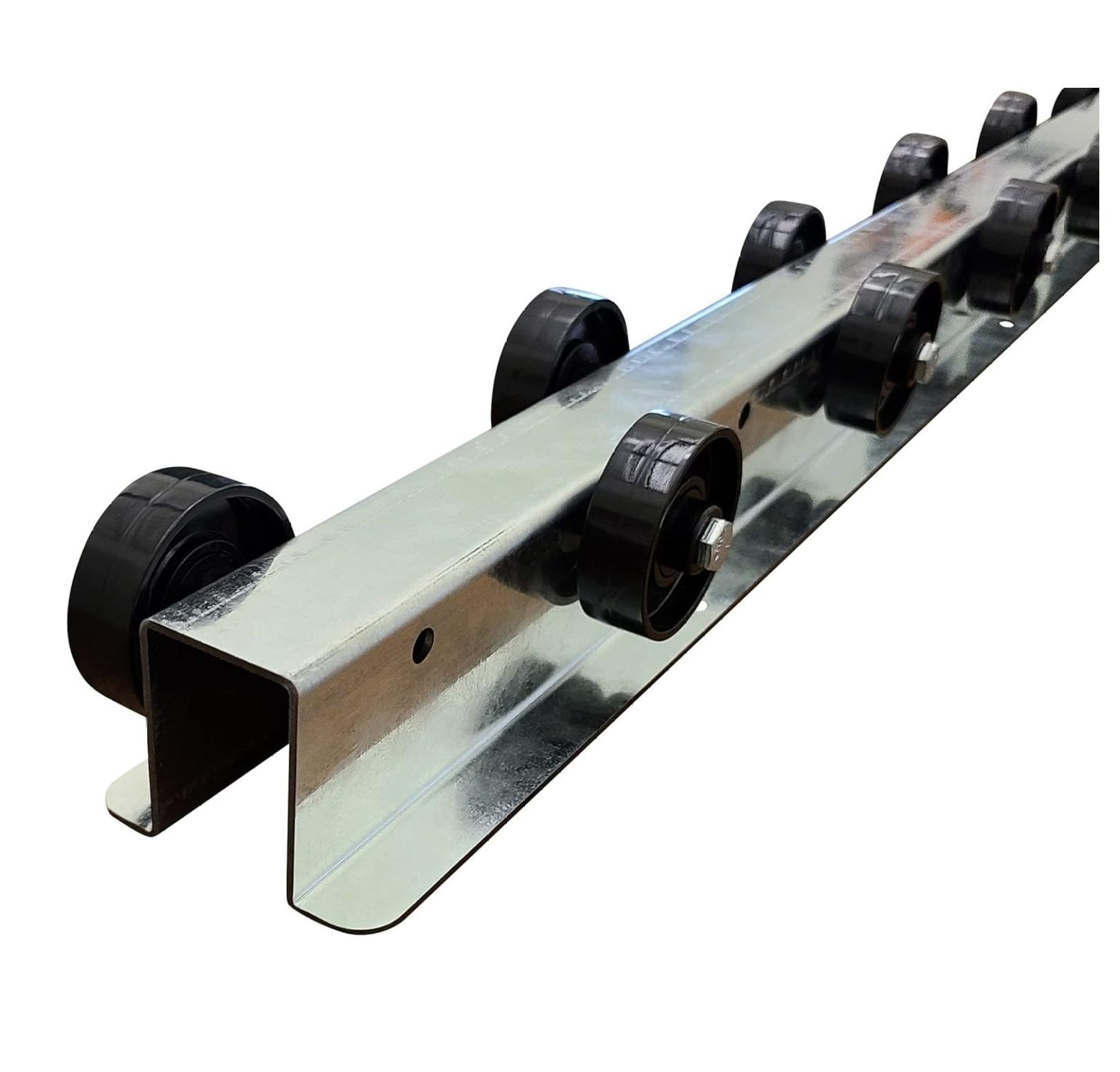 Galvanized Conveyor Flow Rail 5′ with Staggered Plastic Skate Wheels ...