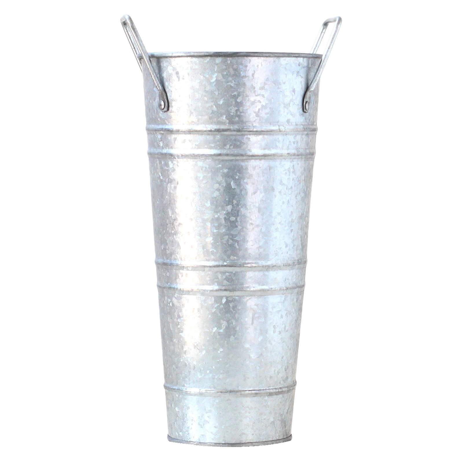 Galvanized Flower Vase, Metal Planter Bucket with Handles, Farmhouse ...
