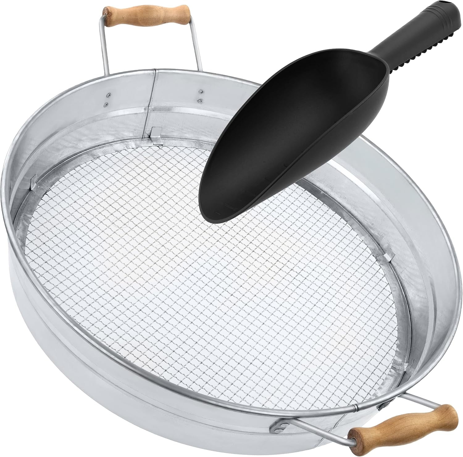 Galvanized Garden Sieve Compost Dirt Soil Shifter Round Riddle Screen ...