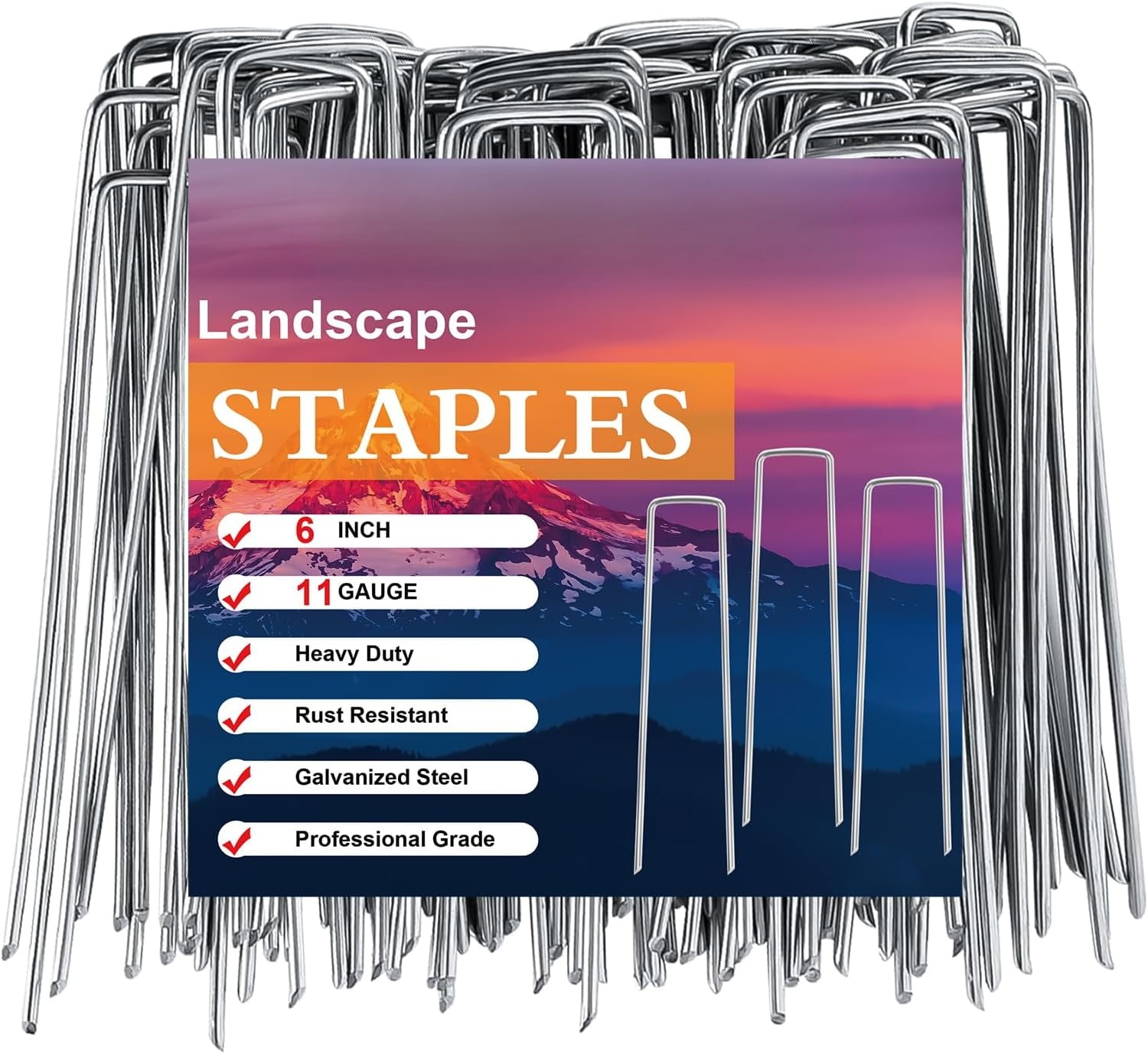 Galvanized Landscape Staples Garden Stakes Plant Cover Stakes Gauge ...