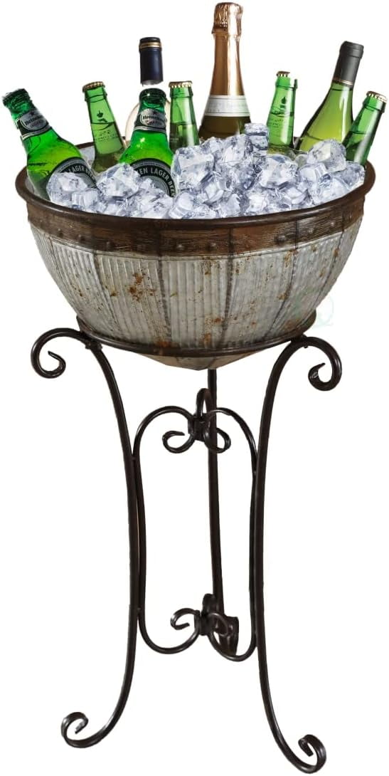 Galvanized Metal Beverage Cooler Tub with Stand, Brown - Walmart.com