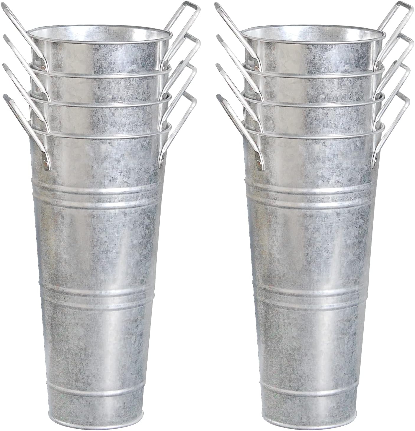 Galvanized Metal Bucket Vases Set of 8, 9 Inch Farmhouse French Flower ...
