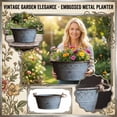 Galvanized Metal Decorative Tub Planter, Metal Garden Decor, Rustic ...