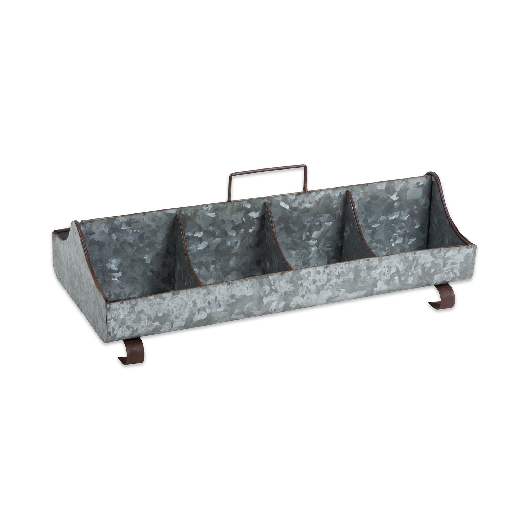 Galvanized Metal Farmhouse Trough Caddy Tray With Handle - Walmart.com