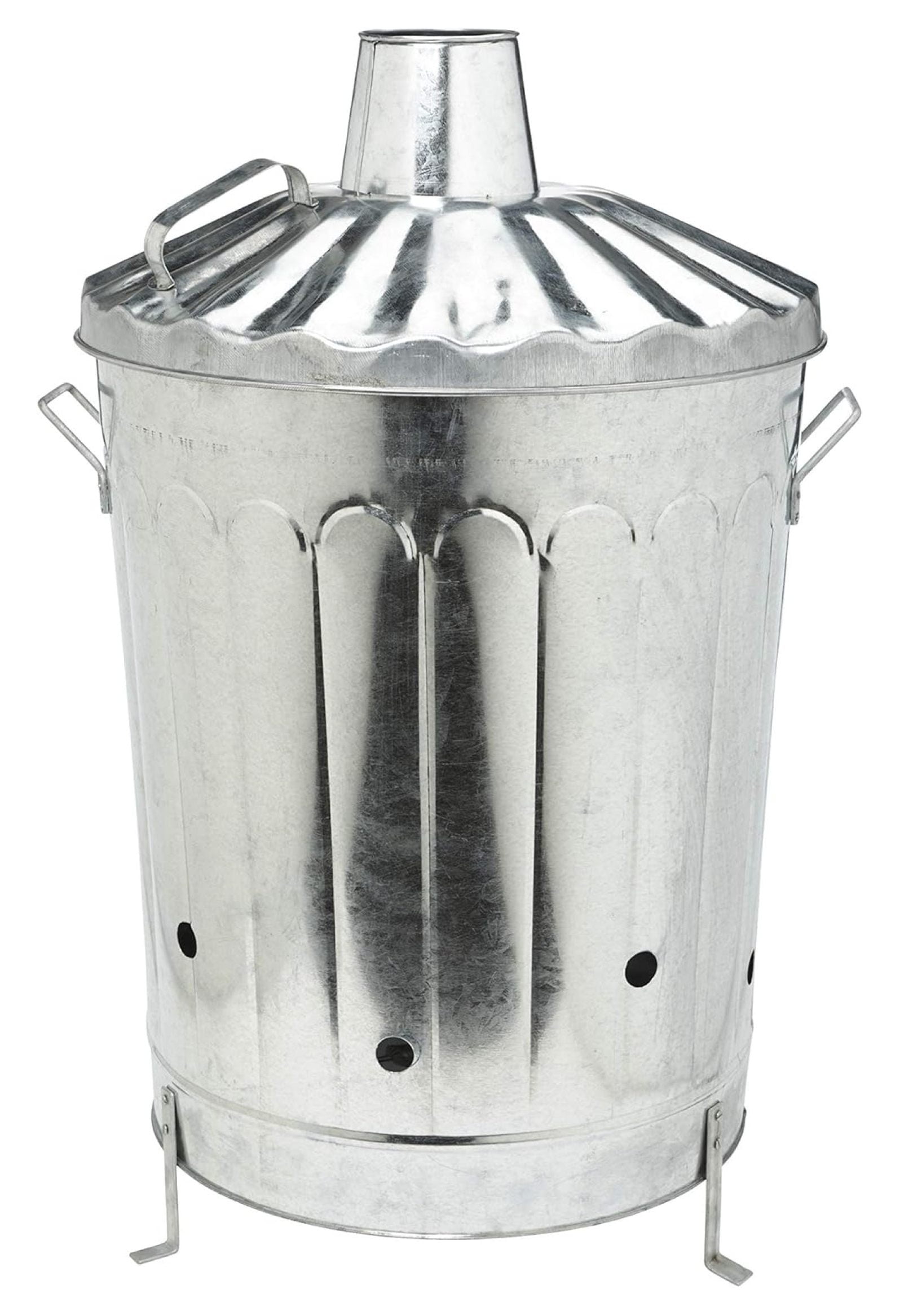 Galvanized Metal Garden Incinerator with Lid | Burn for Yard Waste ...