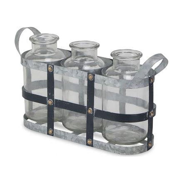 Galvanized Metal Jar Holder with Three Jars - Walmart.com